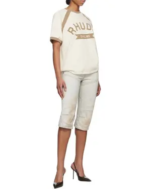 Rhude Round Neck Short Sleeve T-shirt With Logo Print