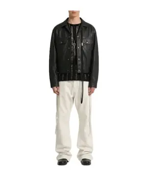 ANN DEMEULEMEESTER Leather Jacket With Logo Detail