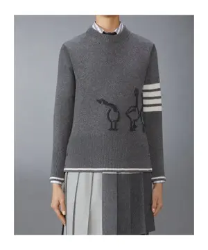 Thom Browne Long-sleeved Crewneck Jumper With Signature Striping