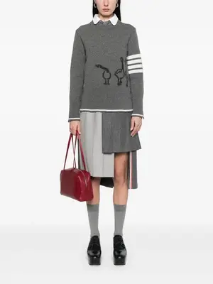 Thom Browne Long-sleeved Crewneck Jumper With Signature Striping