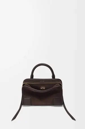 Loewe Amazona 180 Suede Top Handle Bag - Deep Chestnut