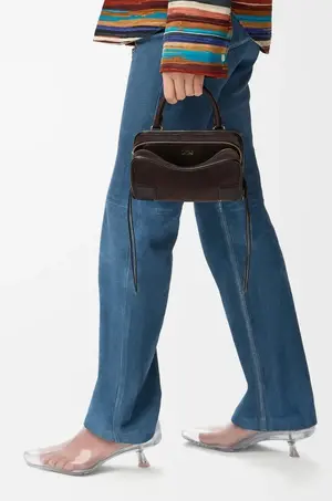 Loewe Amazona 180 Suede Top Handle Bag - Deep Chestnut