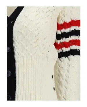 Thom Browne Cable Pointelle Stitch 4-bar Cardigan