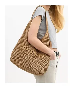 COACH Brooklyn 28 Logo Shoulder Bag - Beige