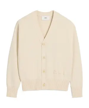 Ami Logo Embroidered V-neck Cardigan