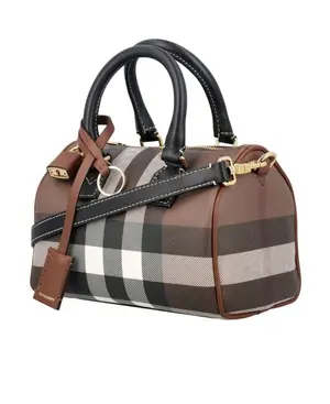 Burberry Checked Zipped Mini Tote Bag - Black