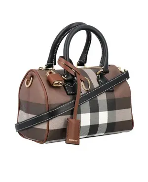 Burberry Checked Bowling Shoulder Bag - Black