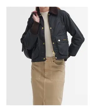 Barbour Beadnell Waxed Cropped Jacket - Black