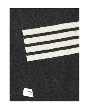 Thom Browne Full Needle Rib Scarf With White 4-bar Stripe In Cashmere