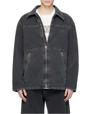 MAISON MARGIELA Numbers Motif Zip Up Jacket - Black