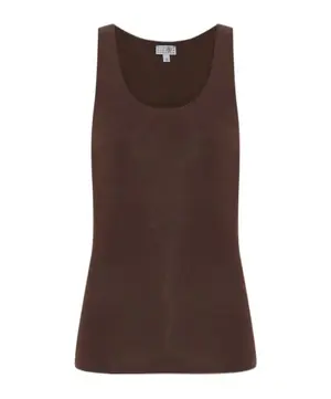MAISON MARGIELA Crewneck Tank Top With Wide Straps - Brown