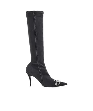 DIESEL® D-venus Knee-high Stiletto Boots With Metal Oval D Detail