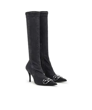 DIESEL® D-venus Knee-high Stiletto Boots With Metal Oval D Detail