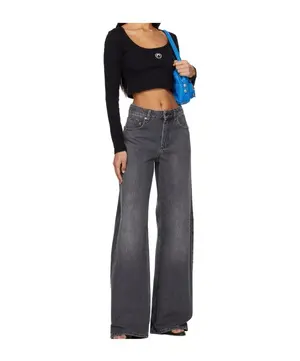 MARINE SERRE Logo Embroidered Ribbed Knit Top
