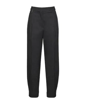 Brunello Cucinelli High Rise Flannel Straight Leg Trousers