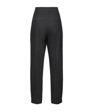 Brunello Cucinelli High Rise Flannel Straight Leg Trousers