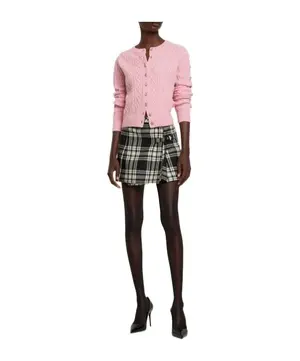 Alessandra Rich Tartan Wool Mini Skirt With Buckles