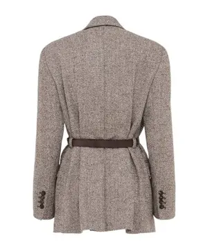 Brunello Cucinelli Belted Wool Blend Blazer