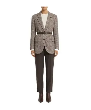 Brunello Cucinelli Belted Wool Blend Blazer