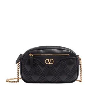 Valentino Garavani Quilted Vlogo Shoulder Bag - Black