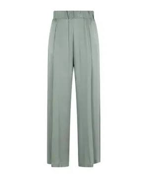 SEMICOUTURE Elastic Waist Straight Leg Trousers - Gray