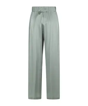 SEMICOUTURE Elastic Waist Straight Leg Trousers - Gray