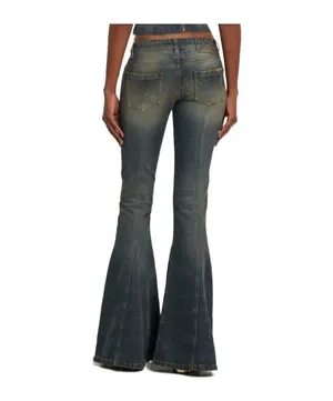 Blumarine Denim Studded Low Waist Flare Jeans