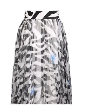 Off-White Pleated Tulle Skirt With Animal Print
