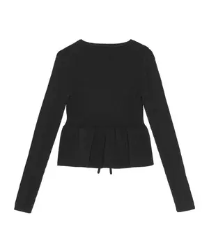 GANNI Ribbed Cardigan With Embroidered Logo And Tie Detail