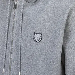 Maison Kitsuné Zip-up Hooded Long-sleeved Sweater With Patch Pocket
