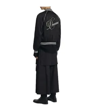 ANN DEMEULEMEESTER Slim Fit Raglan Bomber Jacket With Embroidered Back Panel
