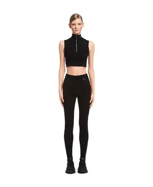 Prada Logo Plaque High Waist Leggings