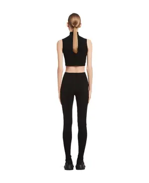Prada Logo Plaque High Waist Leggings