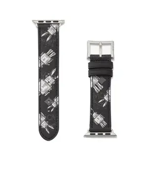 Mcm Rabot Visetos Monogram Apple Watch Band - Black