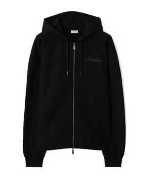 Burberry Zip-up Drawstring Hoodie With Embroidered Logo