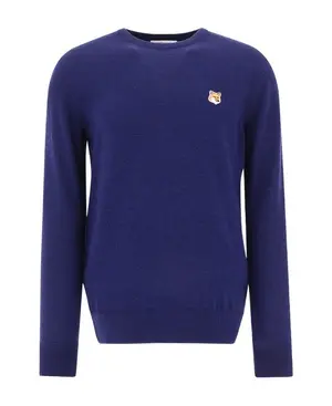 Maison Kitsuné Round Neck Long Sleeve Sweater With Logo Detail