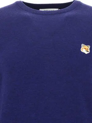 Maison Kitsuné Round Neck Long Sleeve Sweater With Logo Detail
