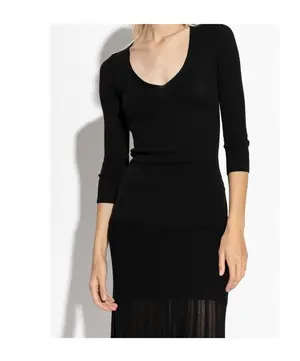 Isabel Marant Étoile Ribbed V-neck Top With Three-quarter Sleeves