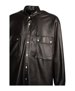 Balmain Front Pocket Leather Overshirt