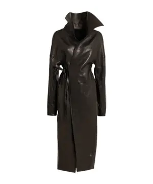 Rick Owens Dracucollar Belted Leather Coat