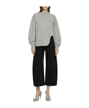 Attico Crewneck Sweatshirt With Asymmetrical Detail - Gray