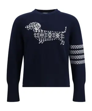 Thom Browne Holiday Hector Sweater With Dachshund Print