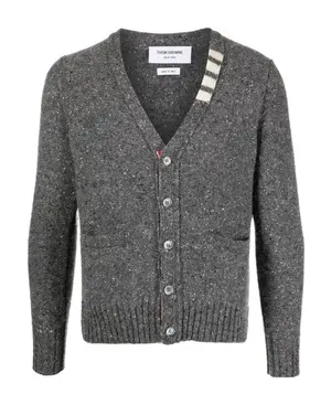 Thom Browne Striped V-neck Buttoned Cardigan