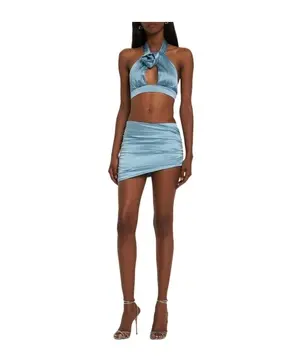 Alessandra Rich Asymmetric Silk Satin Mini Skirt