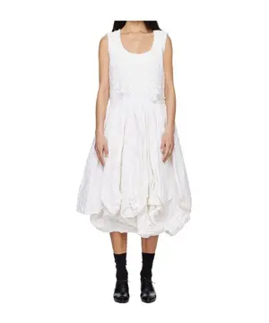 Comme Des Garçons Sleeveless Round Neck Pleated Dress
