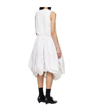 Comme Des Garçons Sleeveless Round Neck Pleated Dress