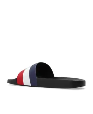 Moncler Basile Logo Embossed Slides - Black