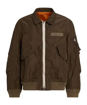 Sacai Treated Nylon Twill Bomber Jacket - Green