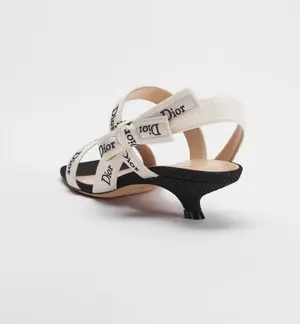 Dior Embroidered Cotton Slingback Sandals With Bow Detailing