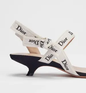 Dior Embroidered Cotton Slingback Sandals With Bow Detailing
